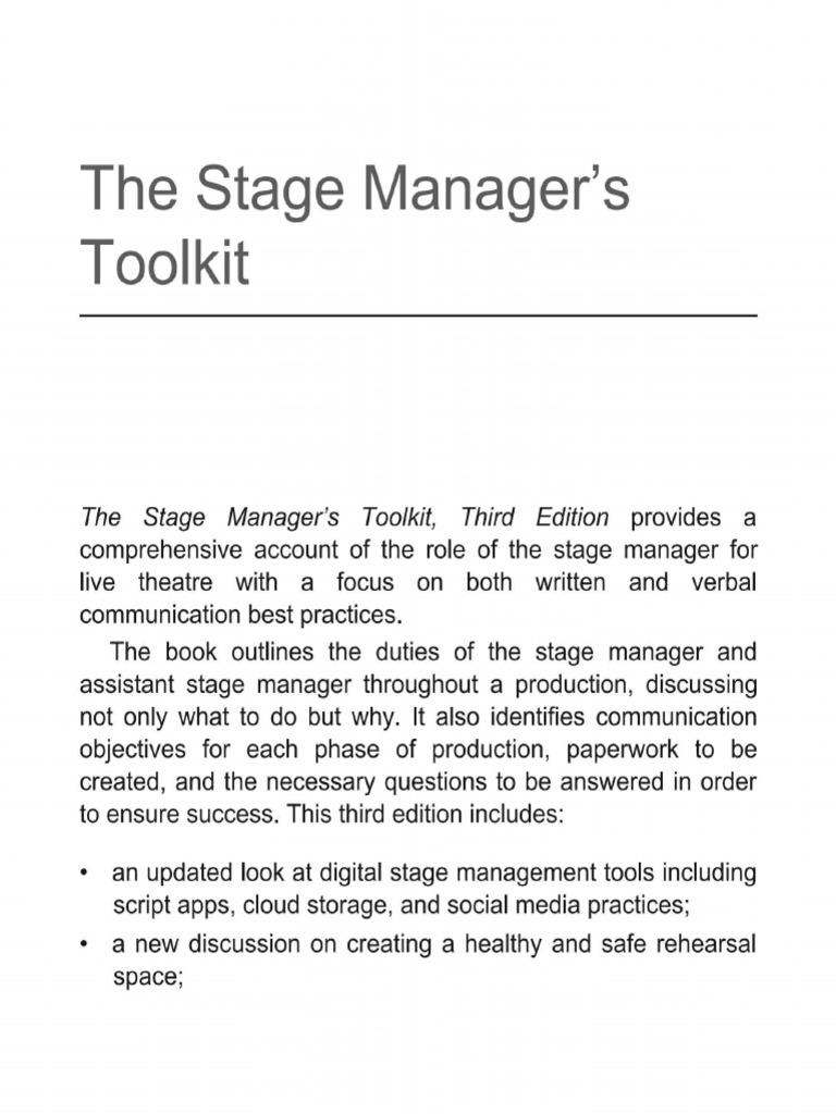 The Stage Manager S Toolkit | PDF