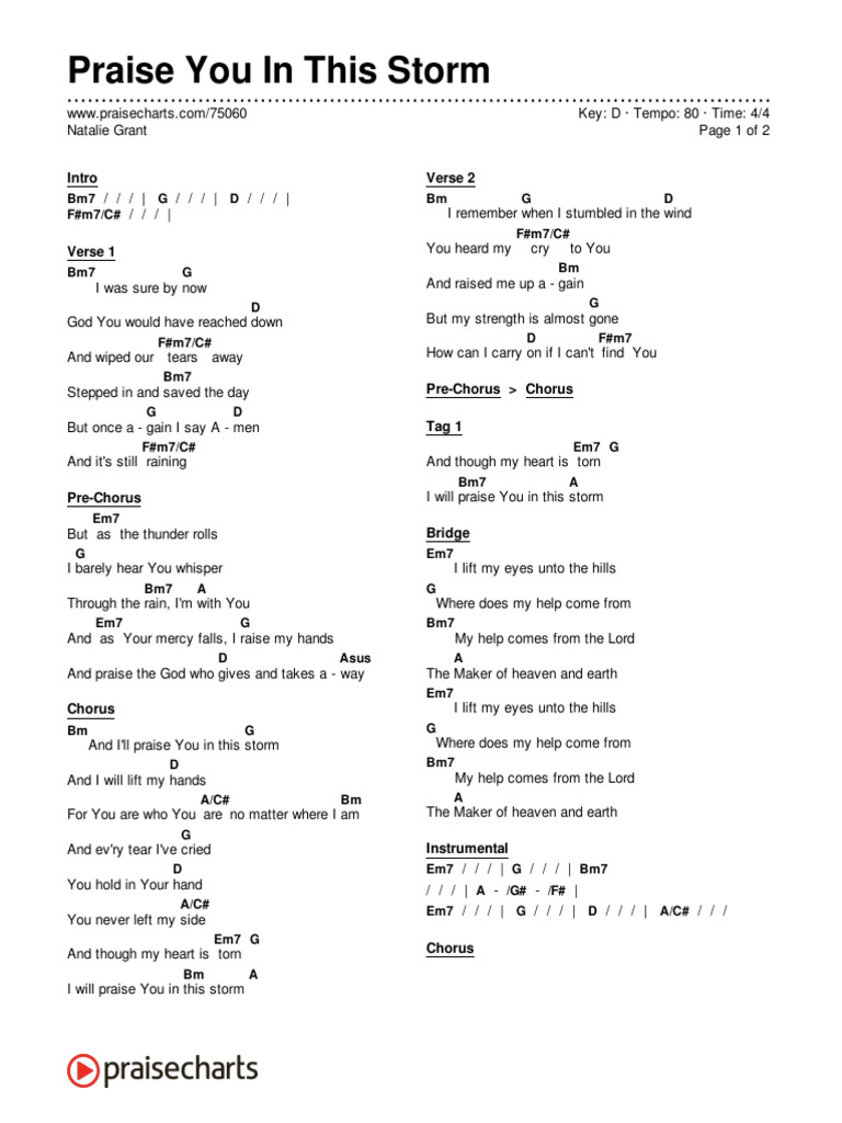 Praise You in This Storm Chords | PDF | Song Structure | Musicology