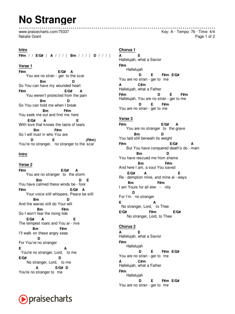 No Stranger Lyrics and Chords | PDF | Song Structure | Musical Forms