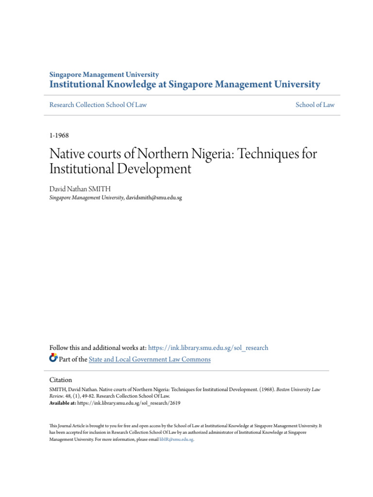 Native Courts of Northern Nigeria: Techniques For Institutional ...