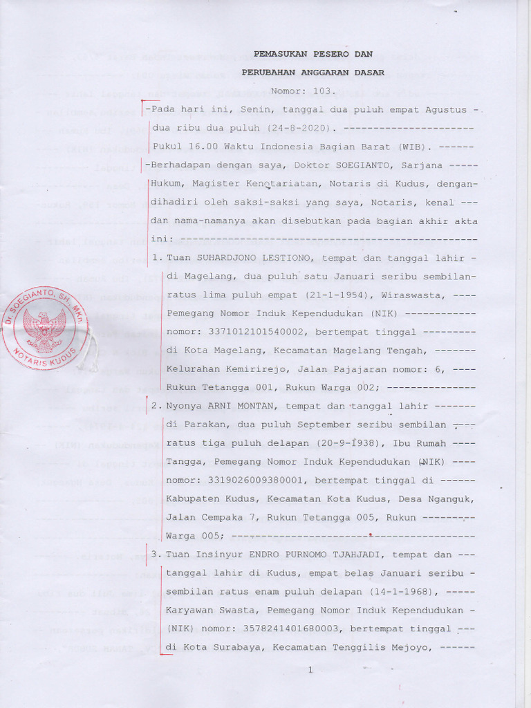 Akta Perubahan CV | PDF