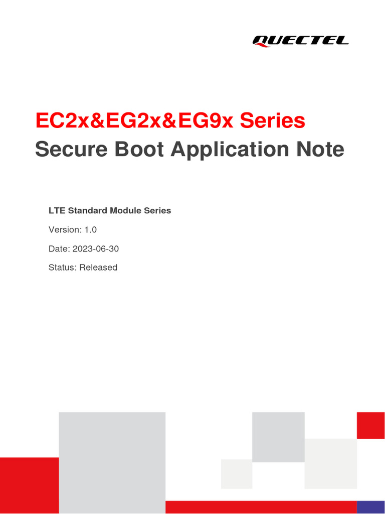 Quectel EC2xEG2xEG9x Series Secure Boot Application Note V1.0 | PDF | Booting | Copyright