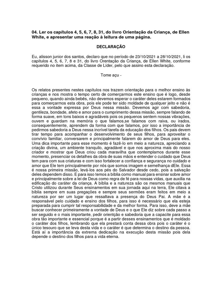 542061188-Reacao-Orientacao-Da-Crianca Alisson | PDF | Amor | Deus