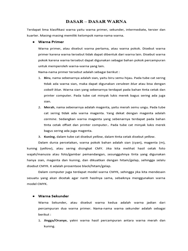 Dasar-Dasar Warna | PDF | Kajian Bahasa Asing