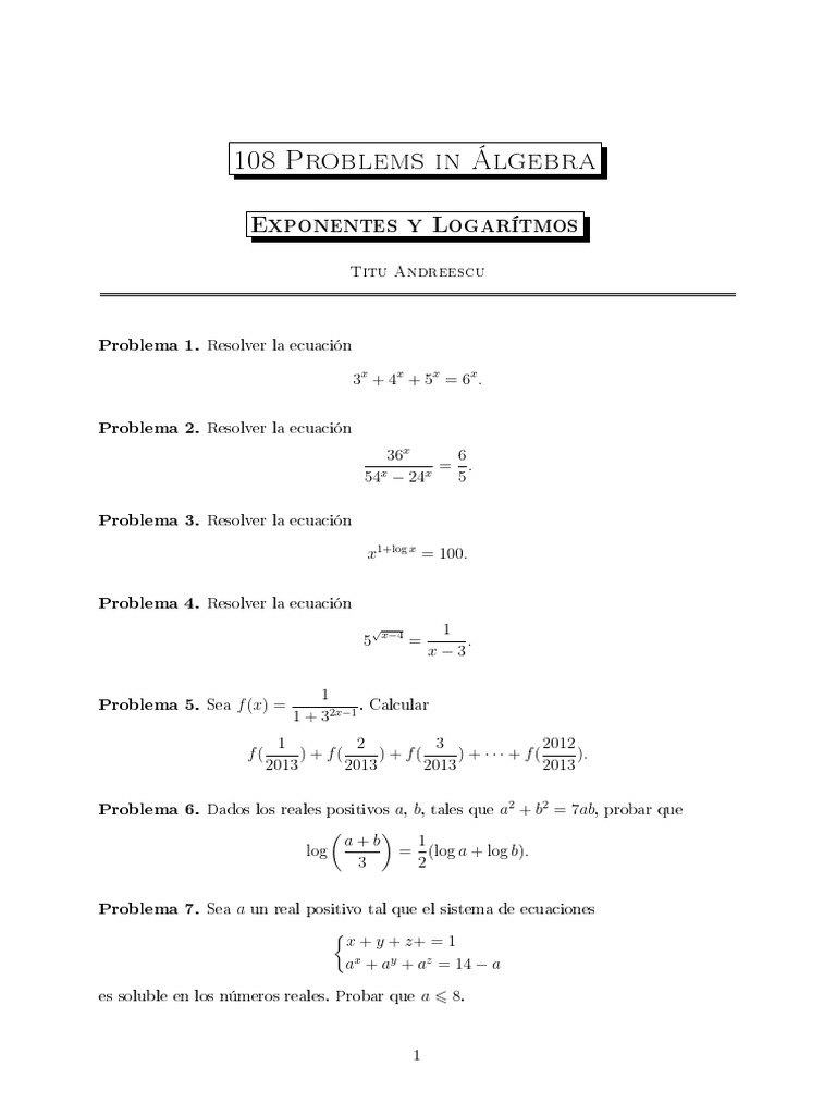 Capítulo 6. Exponentes y Logarítmos | PDF | Ecuaciones | Matemáticas