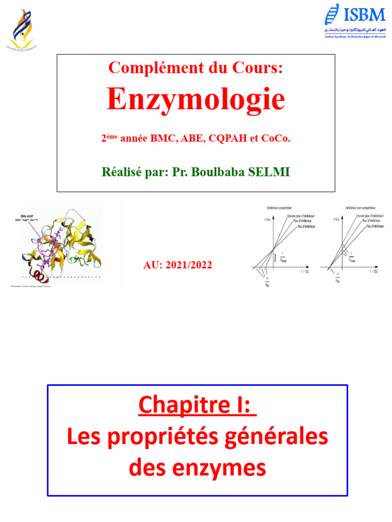 Propriétés et mécanismes des enzymes | PDF | Inhibiteur enzymatique | Enzyme