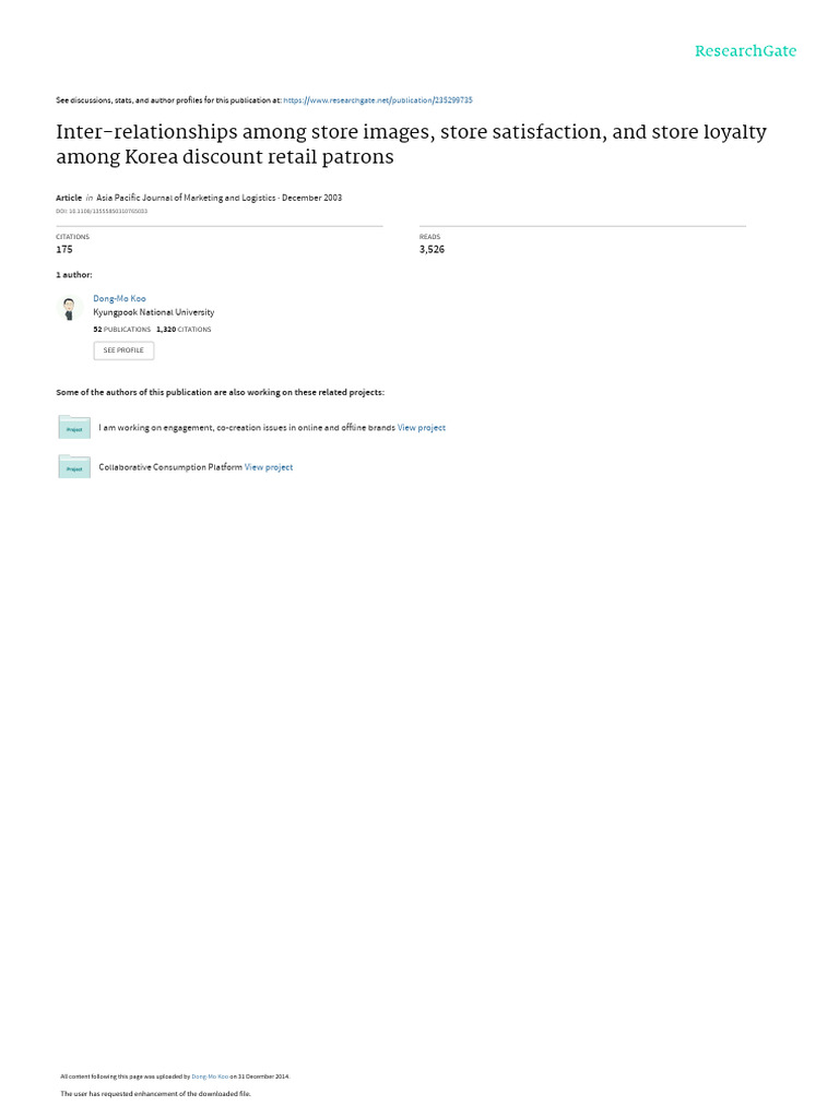 Inter-Relationships Among Store Images Store Satis | PDF | Attitude (Psychology) | Retail