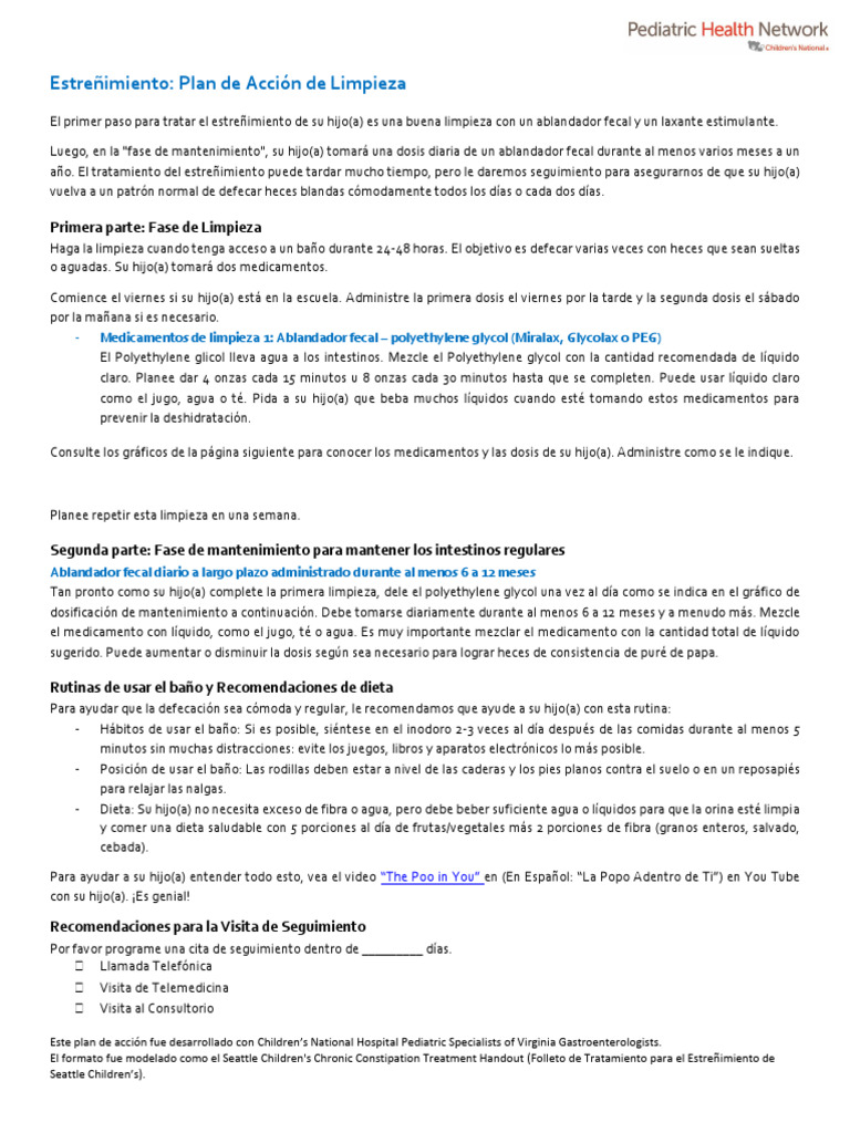 Spanish-Constipation-Action-Plan-Med-Chart- | PDF | Heces