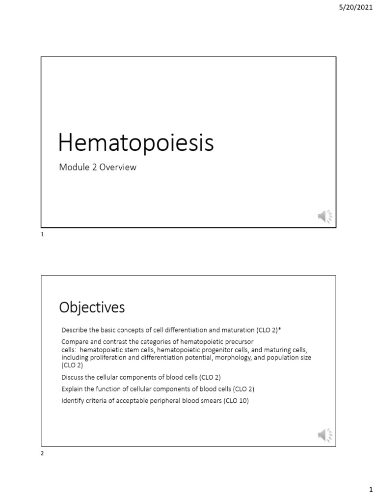 Module 2 Overview - 2 slides BW | Download Free PDF | Haematopoiesis ...
