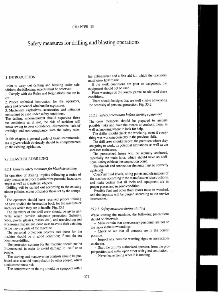 Chapter 35 Safety Measures For Drilling and Blasting | PDF