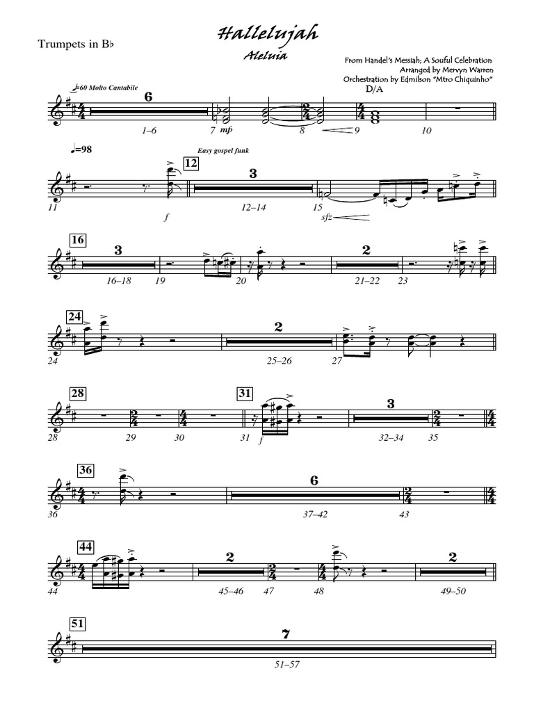 Hallelujah Trumpets in Bb Quincy (1) | Download Free PDF | Musical Compositions | Works Based On ...