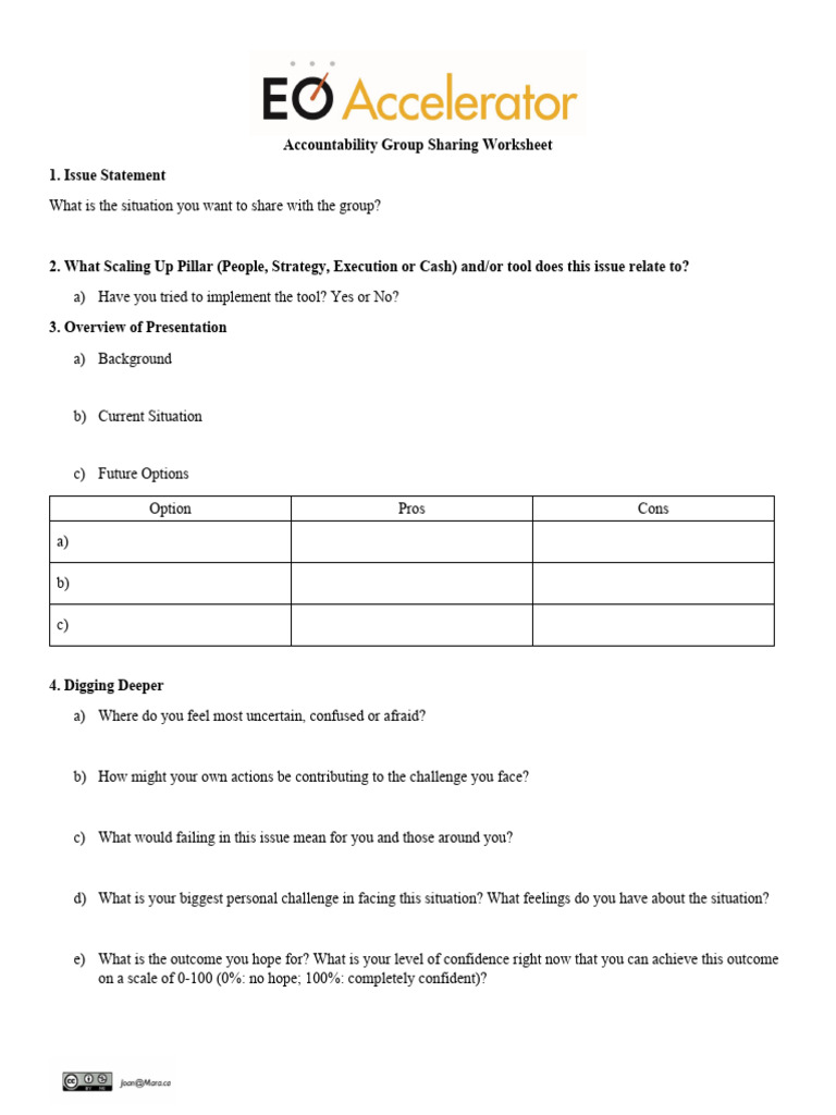 Accountability Worksheet - Group Sharing - Eoa | PDF