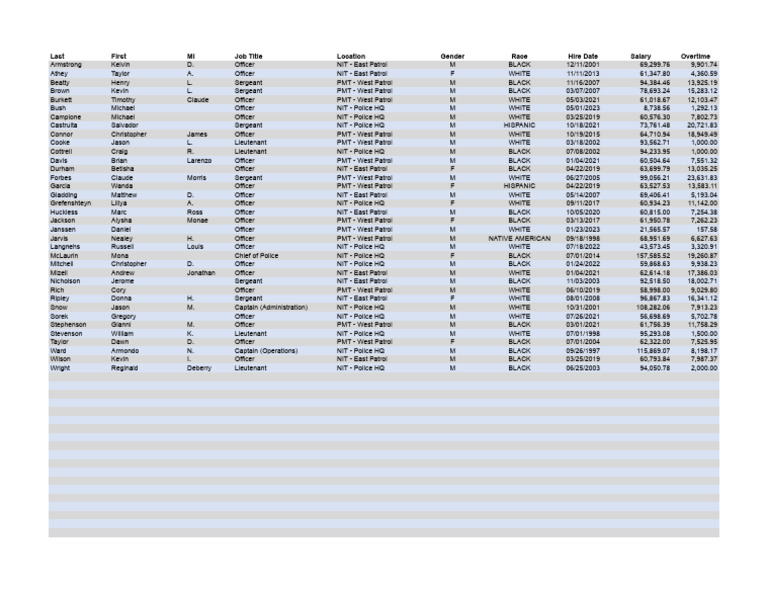 Port Authority Police Roster 2023-12.Xlsx - Google Sheets | PDF