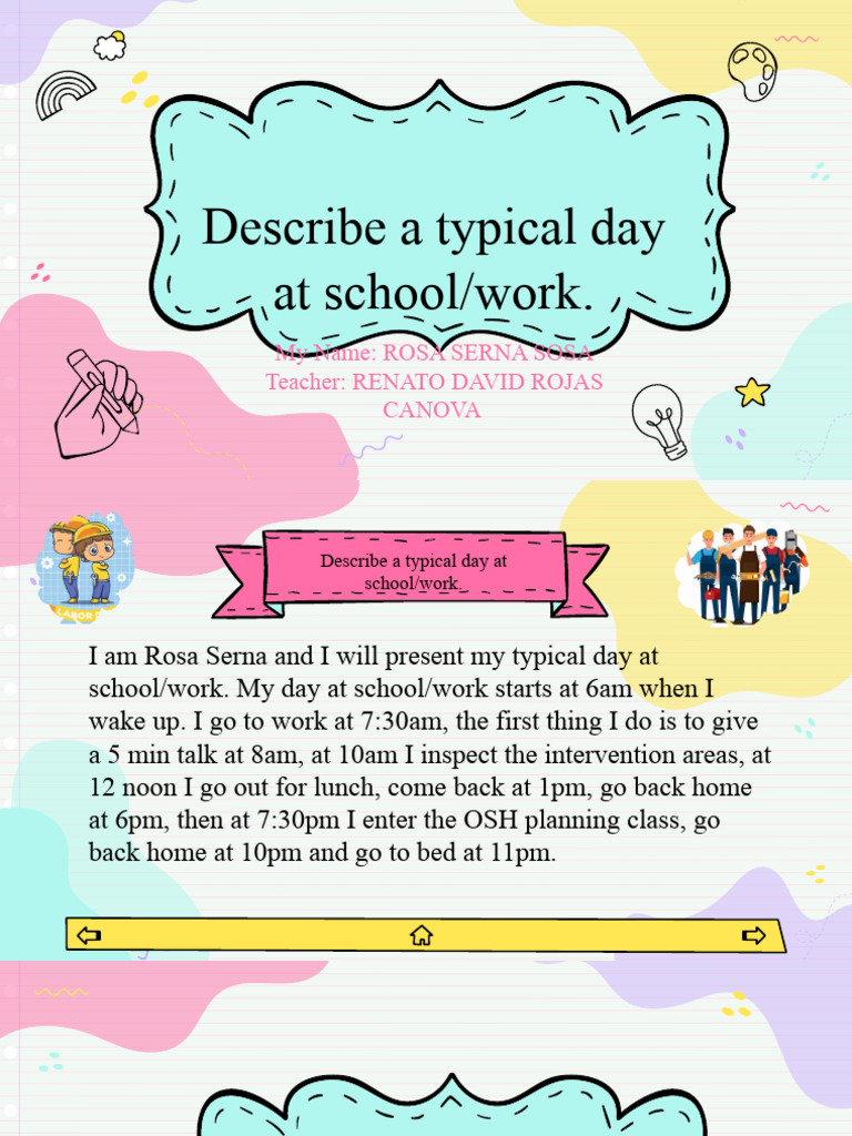 My Typical Day at School and Work | PDF | Language Arts & Discipline ...