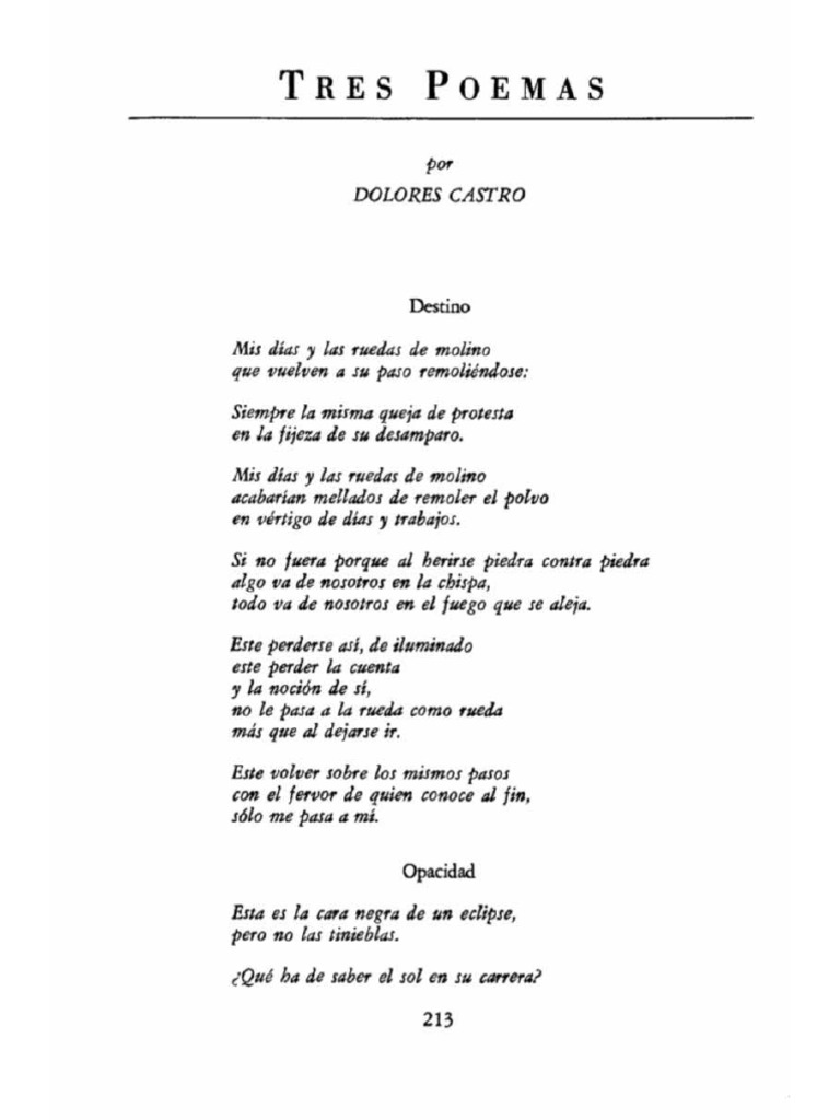 Dolores Castro - Tres Poemas | PDF