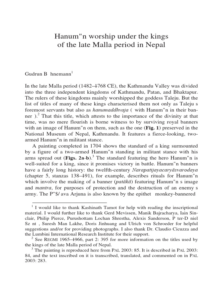 Hanuman Worship Under The Kings of The L | PDF | Kathmandu