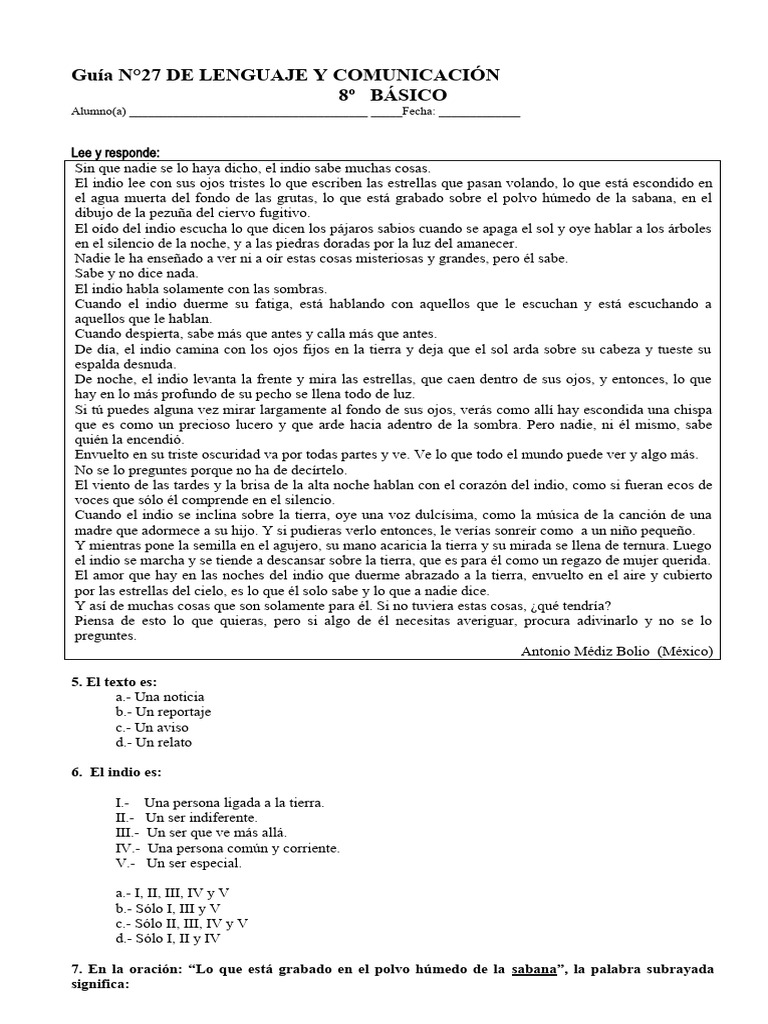 Guía 27 lectura comprensiva | PDF