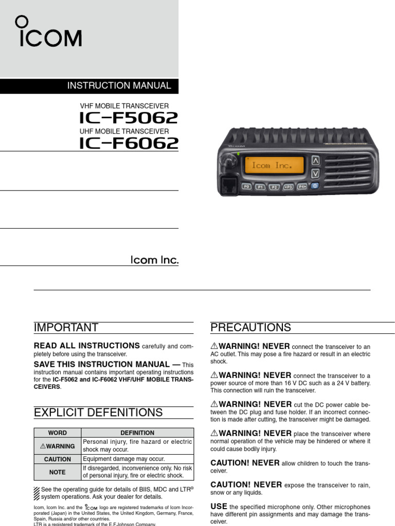 IC-F5062_F6062 instruction manual | Download Free PDF ...