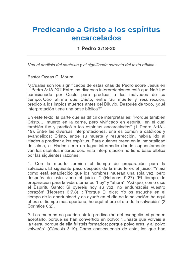 1 Pedro 3. 18-20. Predicando a Cristo a los espíritus encarcelados ...