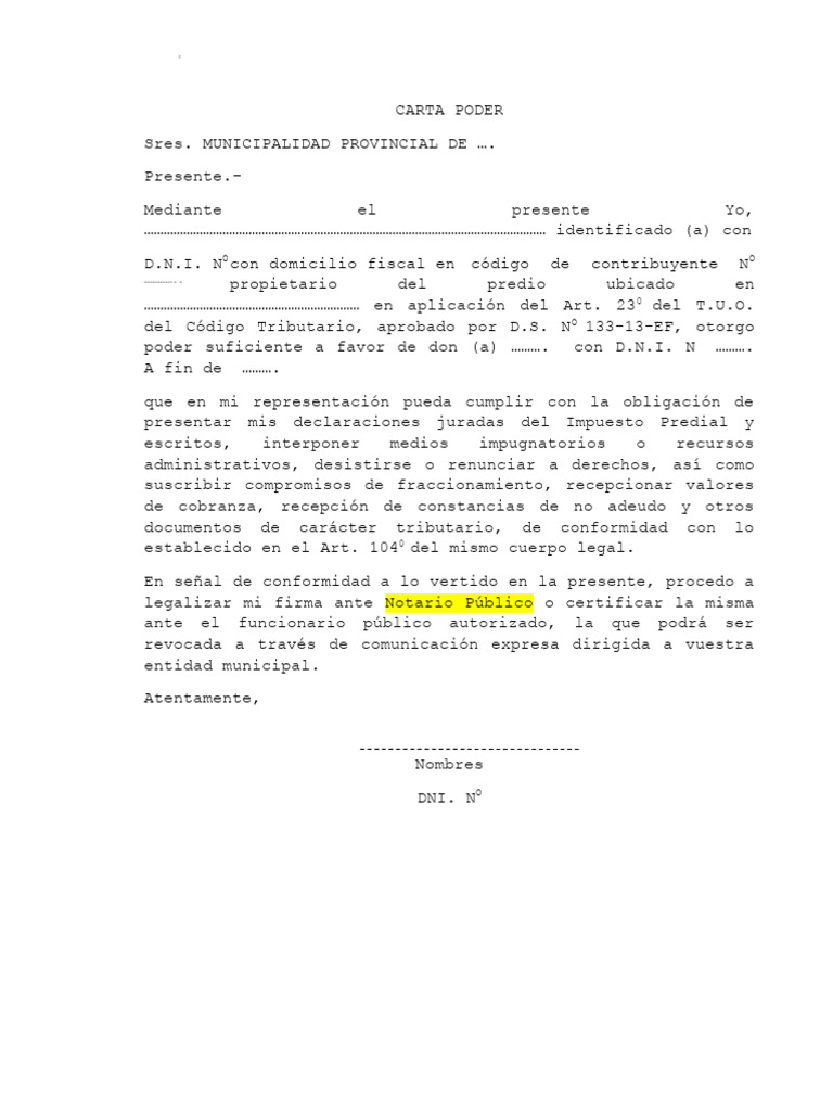 Carta Poder Arbitrios | PDF | Derecho