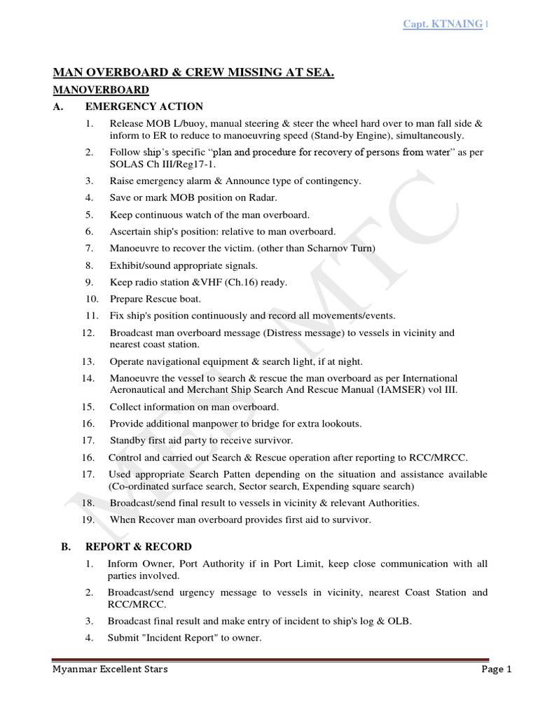 8.man Overboard N Crew Missing at Sea | PDF | Search And Rescue | Ships