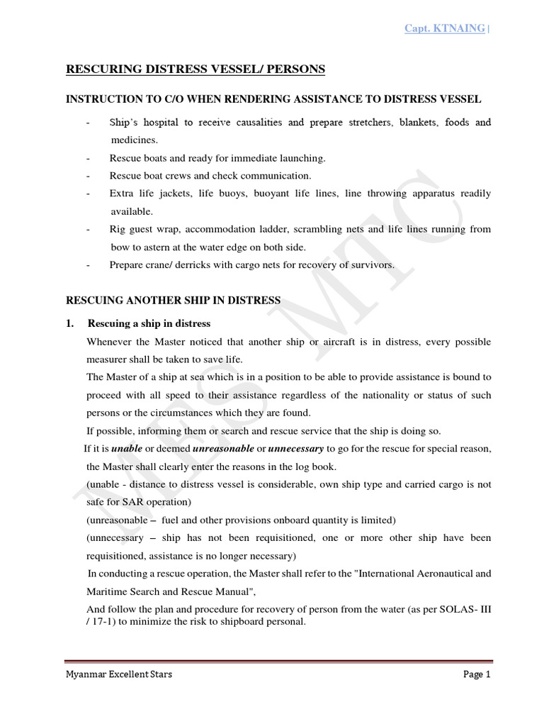7.rescuing Another Ship in Distress | PDF | Ships | Search And Rescue