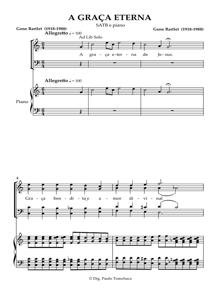 A GRAÇA ETERNA - Partitura Inteira | PDF | Collation | Calligraphie latin
