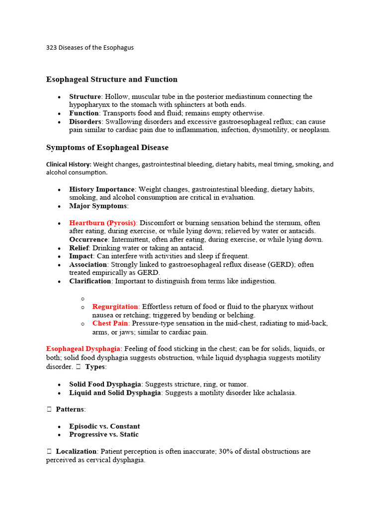 Esophageal Diseases: Symptoms & Diagnosis | PDF | Gastroesophageal ...