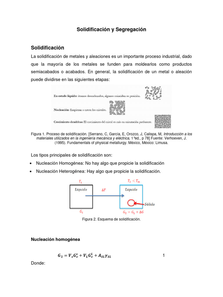 Solidificación y Segregación: Nucleación Homogénea | PDF | Congelación ...
