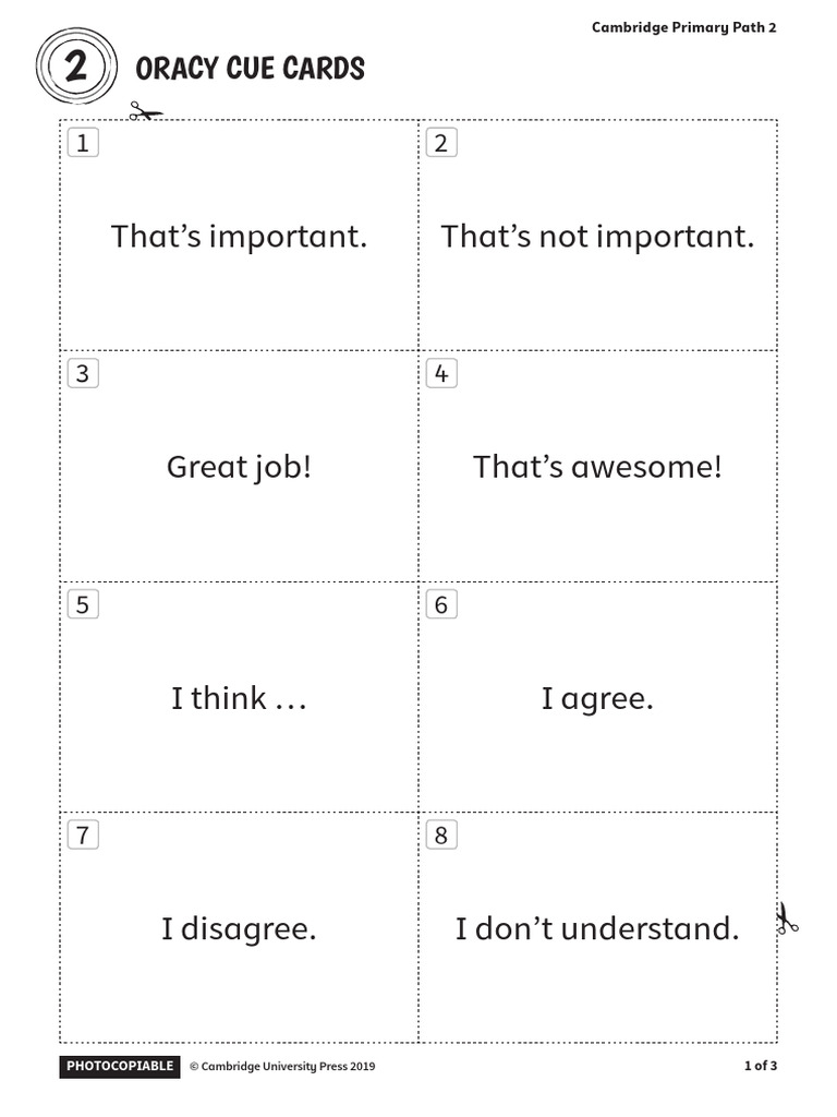 CPP L2 Oracy Cue Cards | PDF