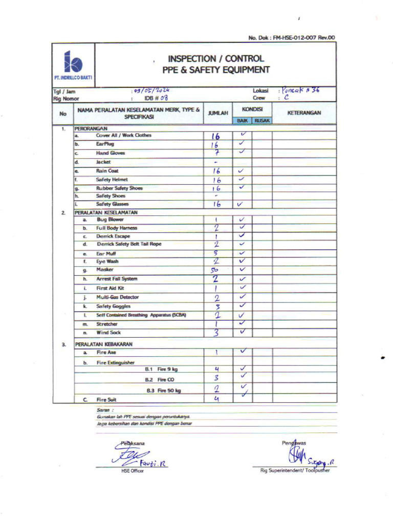 FM-HSE-012-007 Inspection - Control PPE & Safety Equipment | PDF