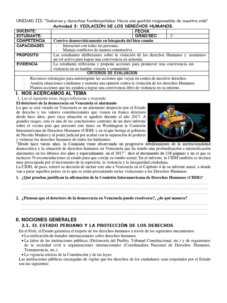 2° DPCC - Actv.03-Uni.3 2024 | PDF | Naciones Unidas | Relaciones internacionales