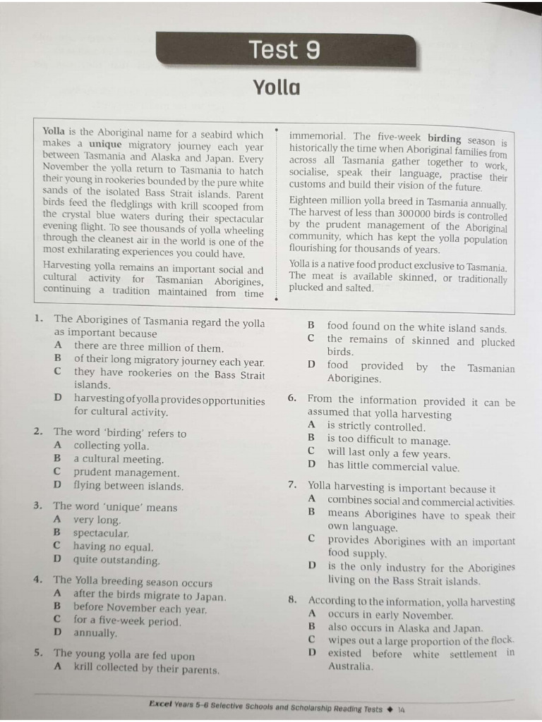 Year 5-6 Selective Schools and Scholarship Reading Tests - 2 | PDF