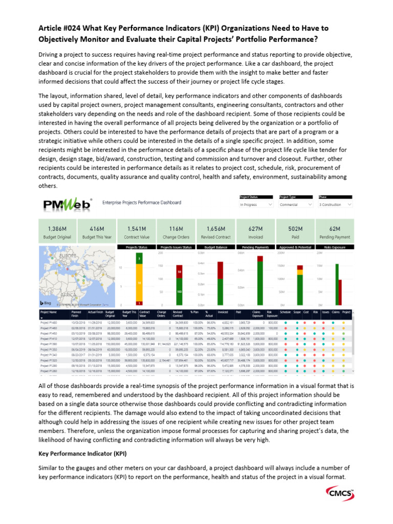 024 Capital Projects KPI 1578113413 | PDF | Performance Indicator ...