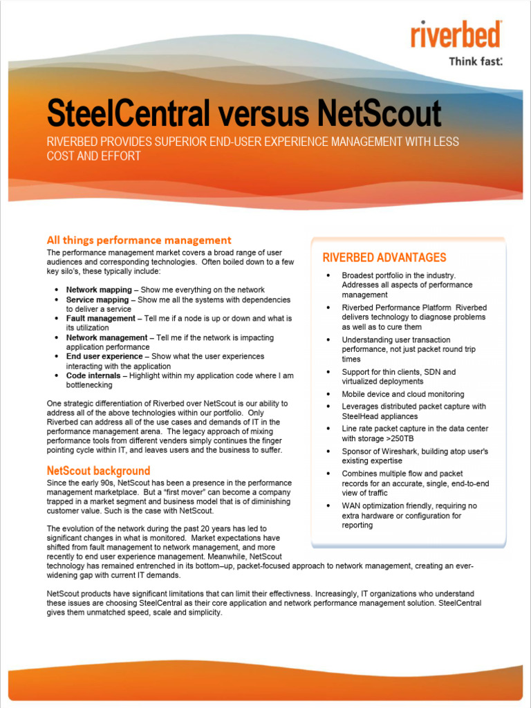 CompetitiveBrief Riverbed SteelCentral Vs NetScout | PDF | Computer Network | World Wide Web