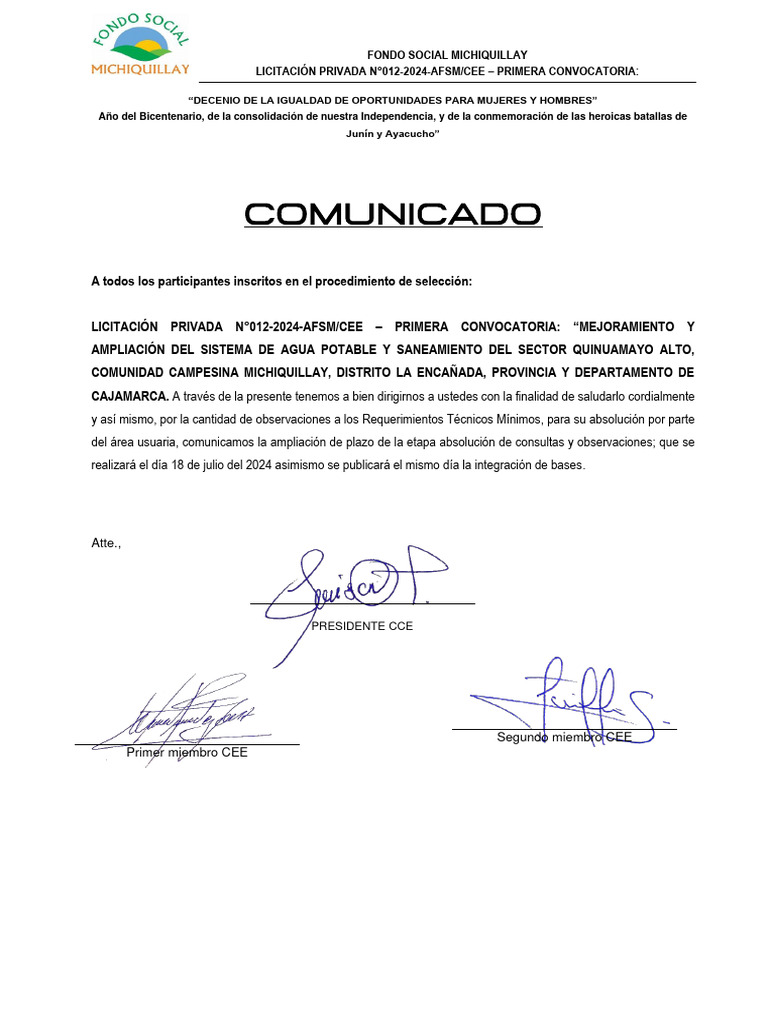 Comunicado N°001 | PDF | Finanzas y dinero | Derecho