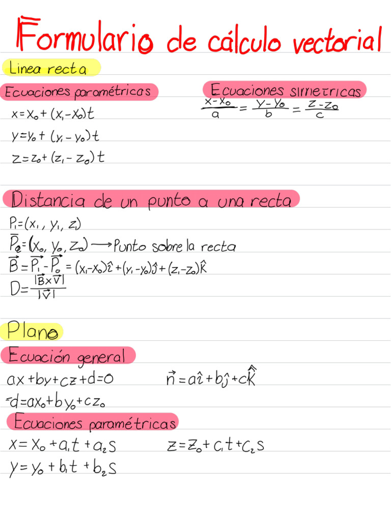 Formulario de Cálculo Vectorial | PDF