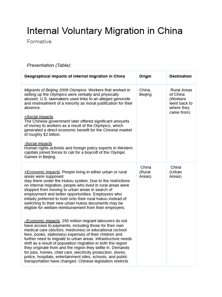 I&S - Internal Migration in China | PDF | Human Migration | China
