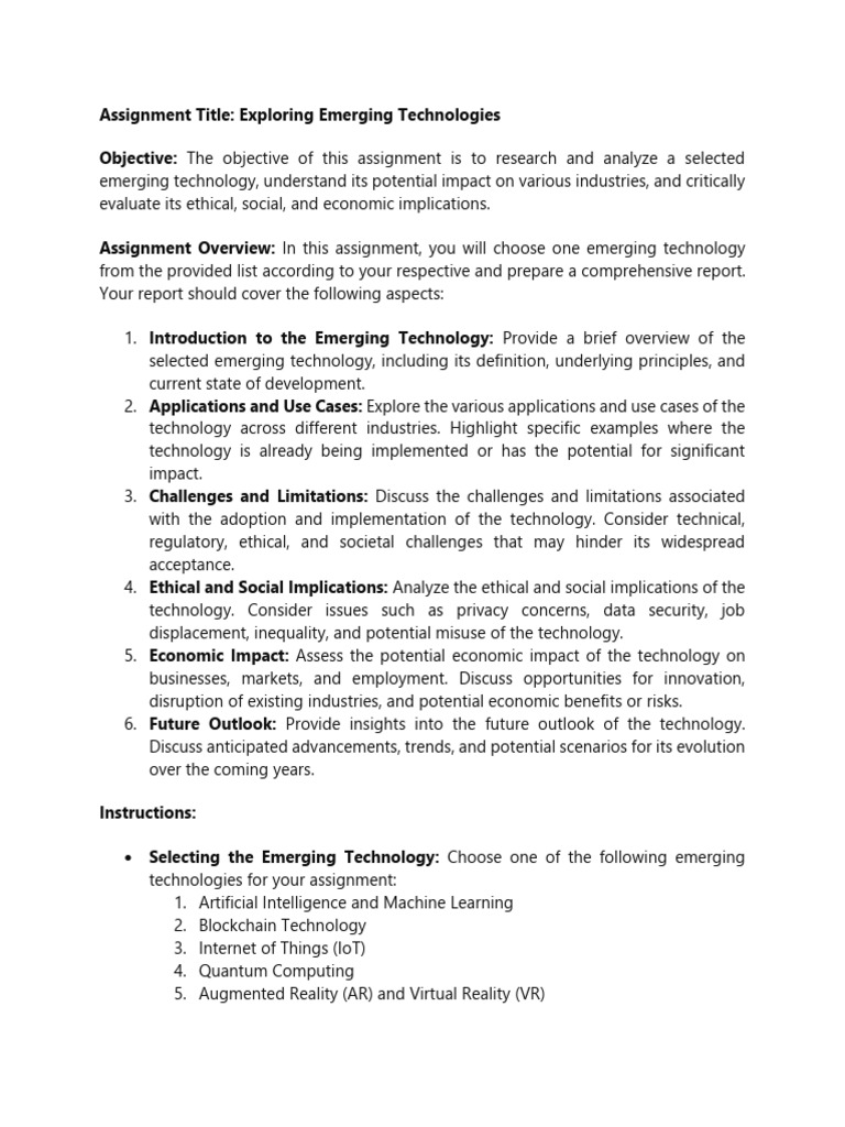 Assignment of Emerging_Technology | Download Free PDF | Emerging Technologies | Internet Of Things
