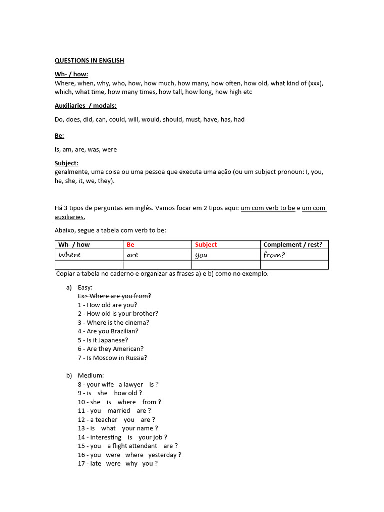 English Question Formation Guide | PDF | English Language | Morphology