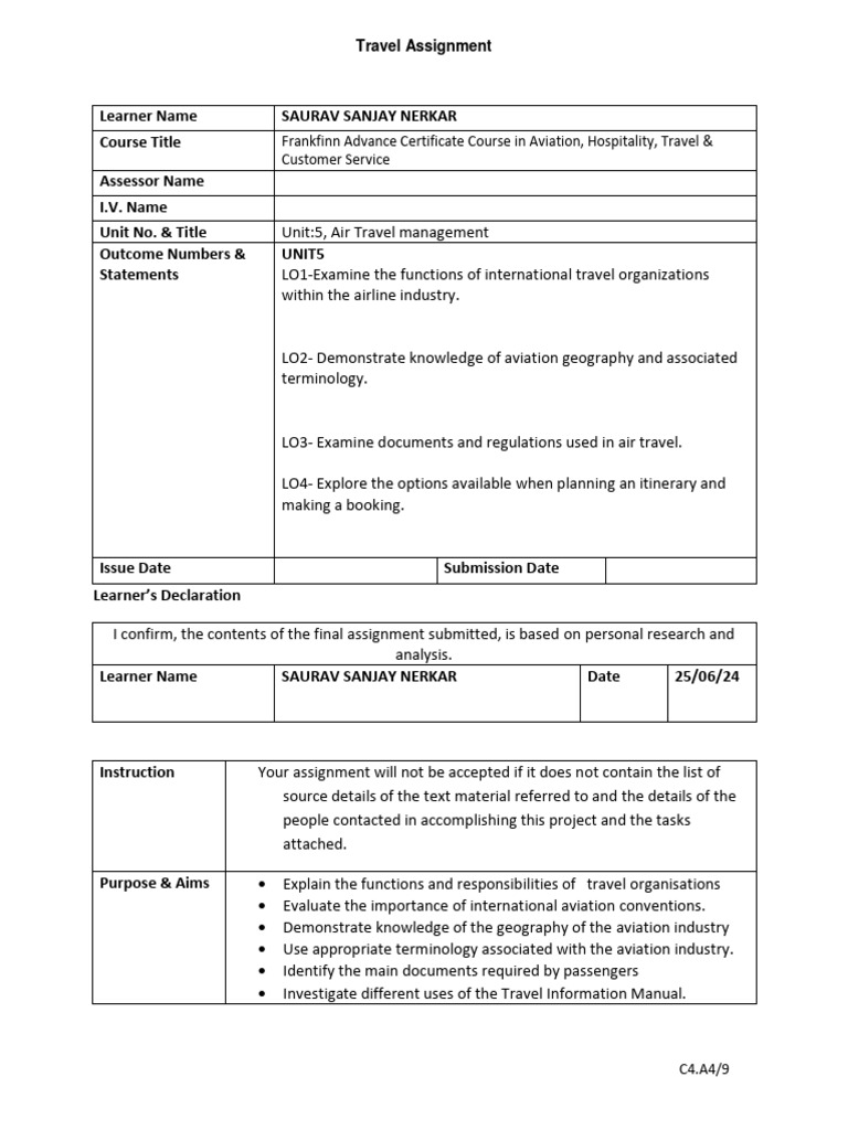 Travel Itinerary Planning Guide | PDF | Aviation