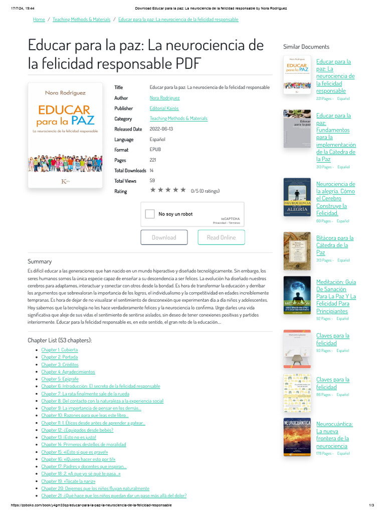 S Educar para La Paz - La Neurociencia de La Felicidad Responsable by Nora Rodríguez | PDF ...