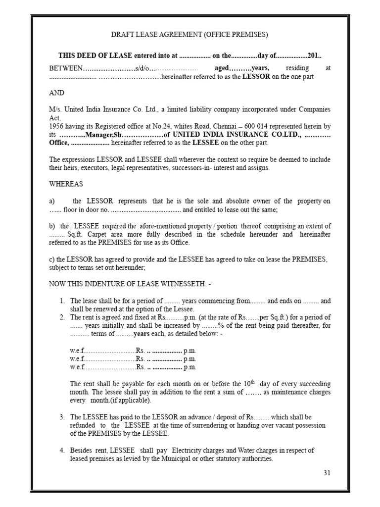 Office Lease Draft | PDF | Lease | Renting