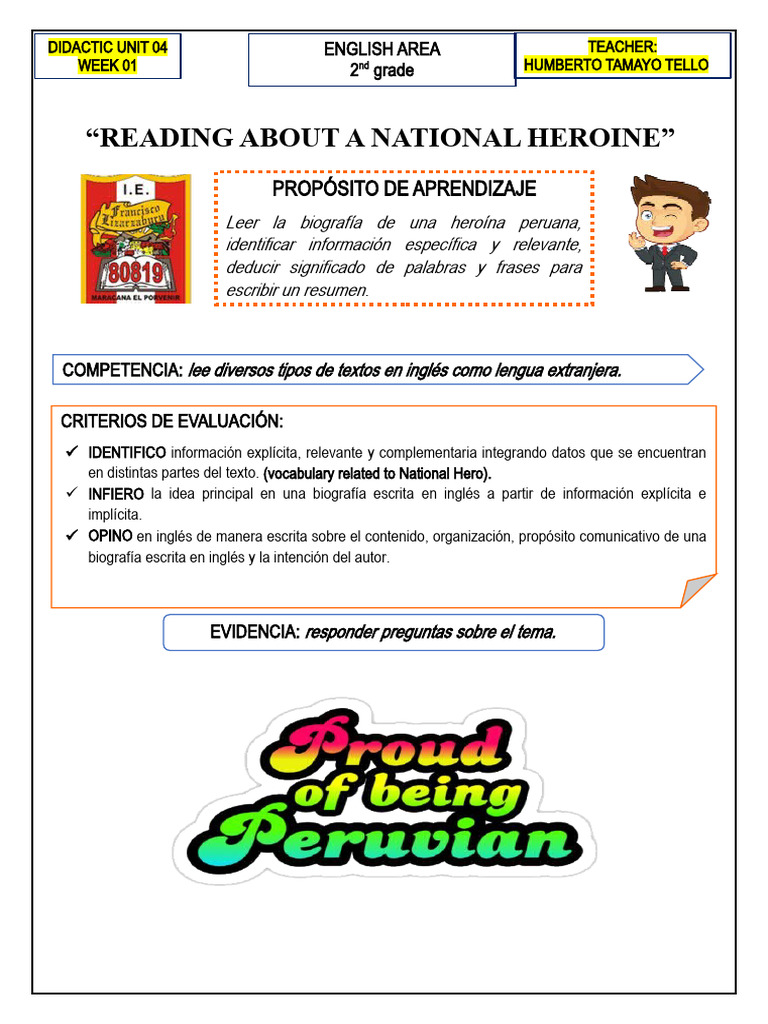 SEGUNDO Ficha de Trabajo 01 UDA 4 2024 Teacher Tamayo. | PDF | Ficción general