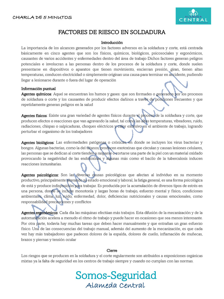 Factores de Riesco en Soldadura | PDF | Soldadura | Construcción