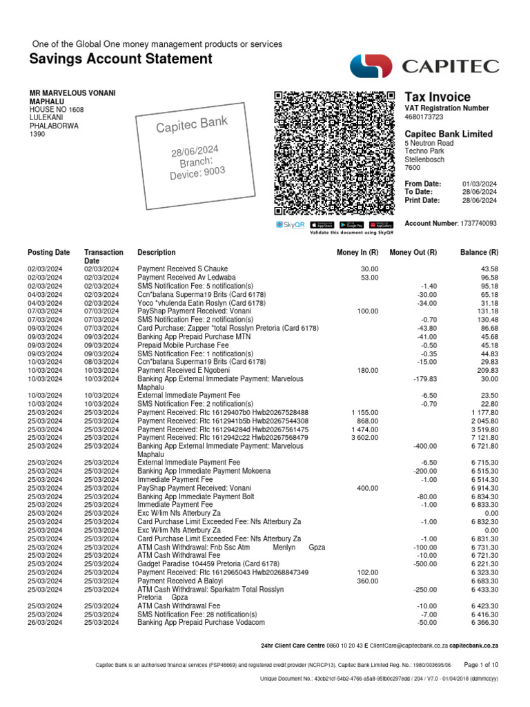 Account Statement 2 | PDF | Stored Value Card | Payments