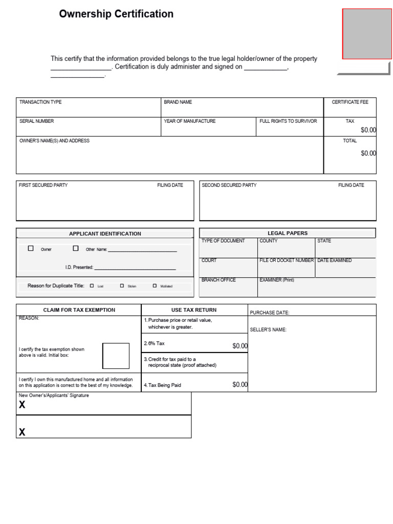 Property Ownership Certification Form | PDF | Taxes | Identity Document
