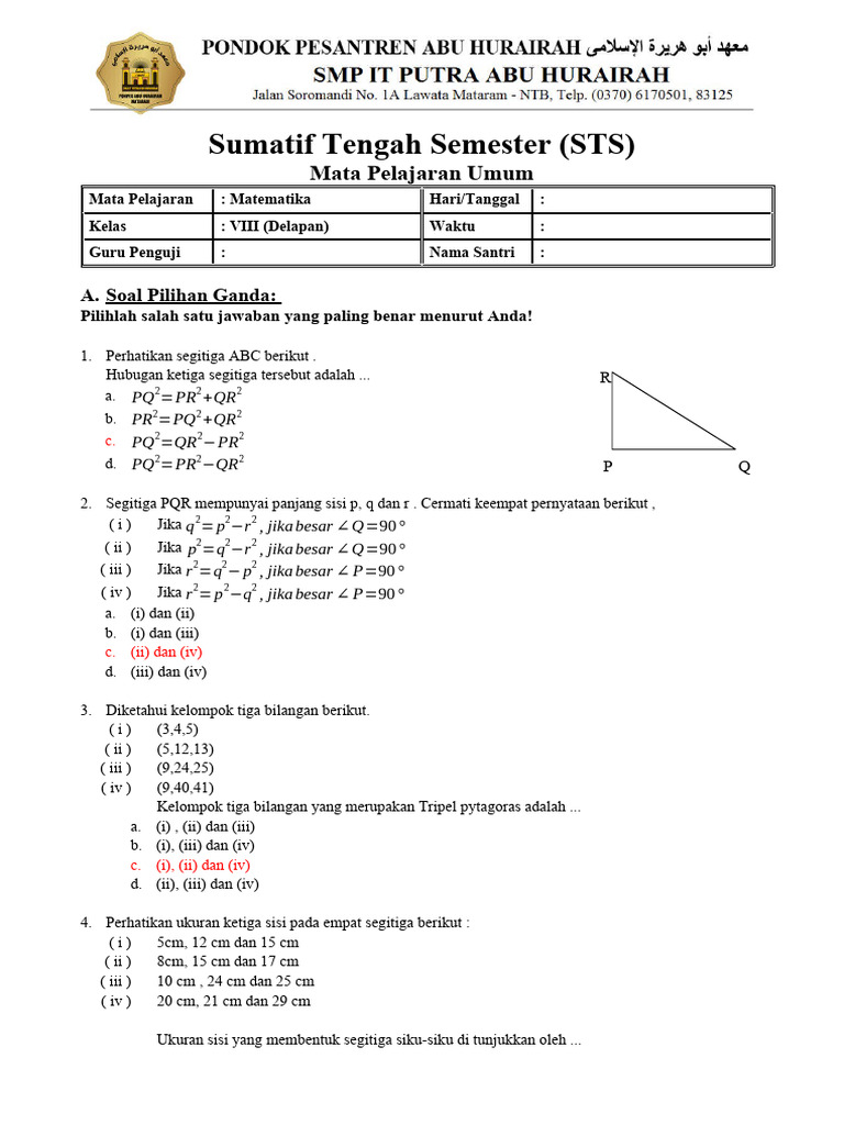 MAT - 8 - STS Genap - 2024 | PDF | Metode & Bahan Ajar