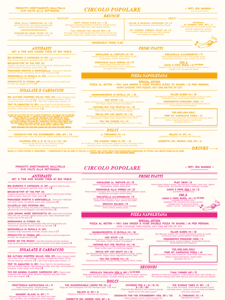 Big Mamma Menu 2 | Download Free PDF | Mozzarella | Pizza