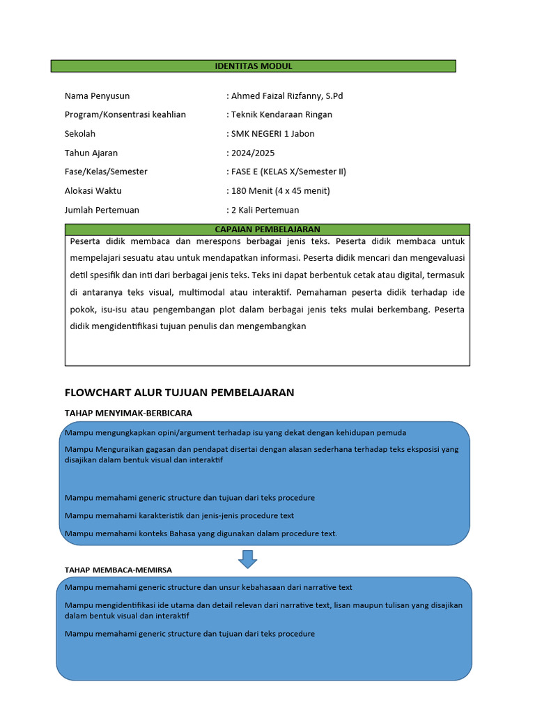 Kelas X MA Procedure TKR | PDF